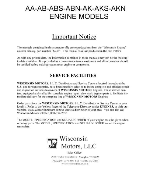 AA, AB, ABS, ABN, AK, AKS, AKN - Wisconsin Motors