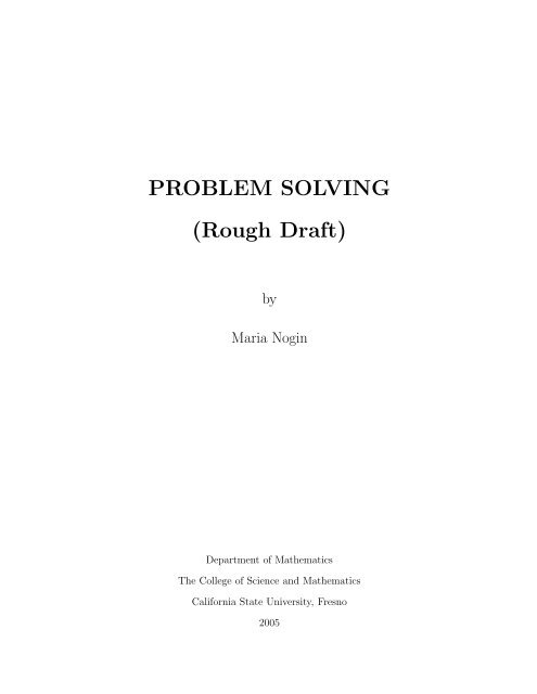 PROBLEM SOLVING (Rough Draft)