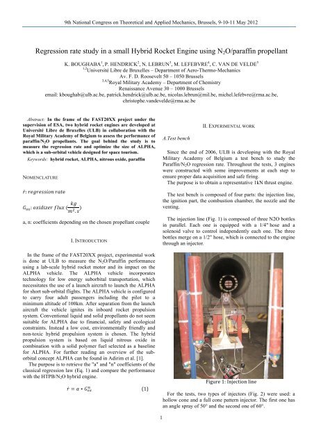 Regression rate study in a small Hybrid Rocket Engine ... - MECA