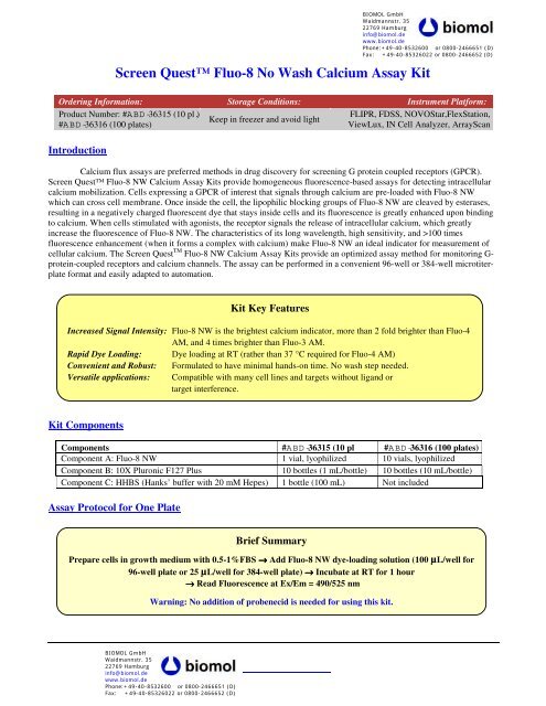 Screen Quest™ Fluo-8 No Wash Calcium Assay Kit - Biomol GmbH