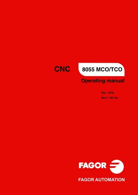 CNC 8055 - Operating manual (MCO/TCO) - Fagor Automation