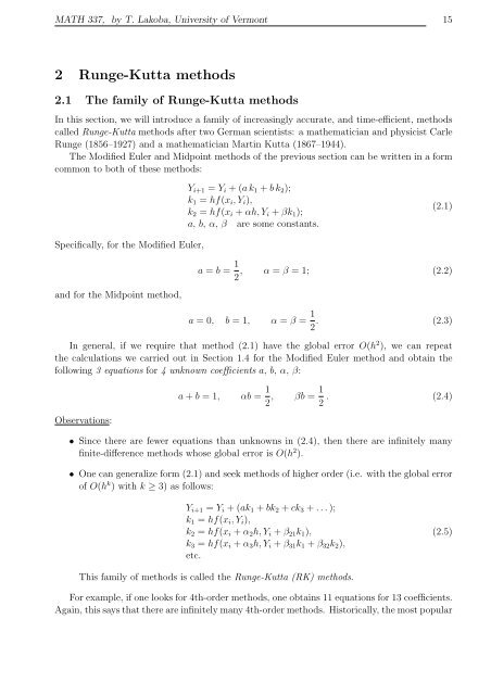 2 Runge-Kutta methods - University of Vermont