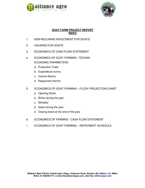 Goat Farm Project Report - Alliance Agro Farms