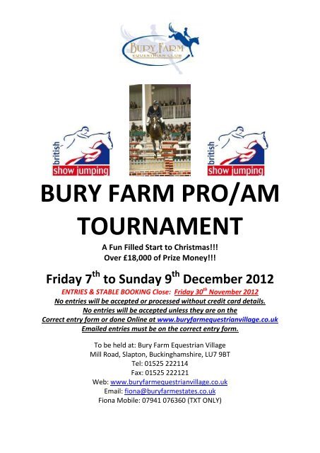 BURY FARM PRO/AM TOURNAMENT - Bury Farm Equestrian Village