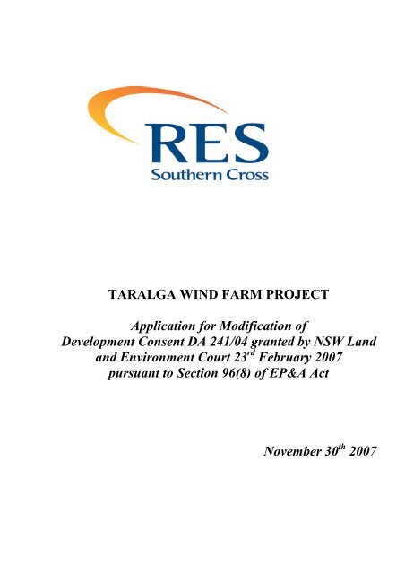 taralga wind farm project - Department of Planning