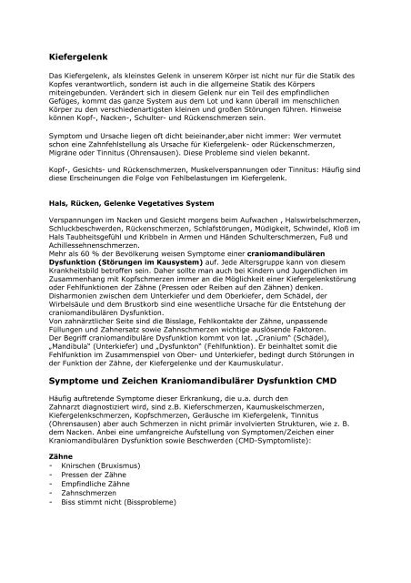 Infoblatt Kiefergelenk - Praxis Dr. Hallak