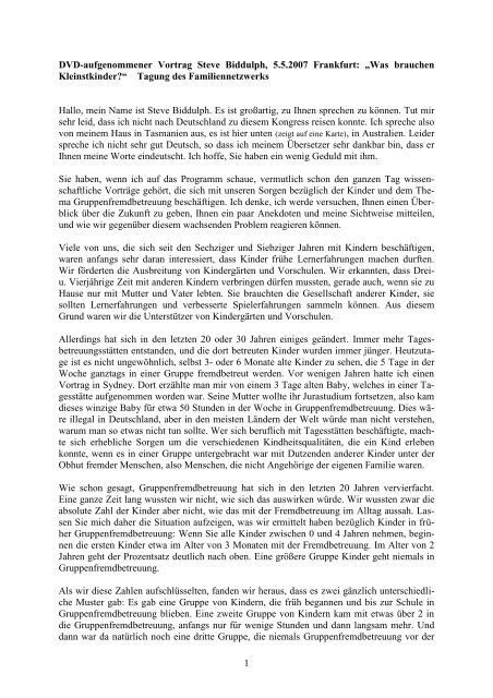 Dr. Steve Biddulph - Familiennetzwerk