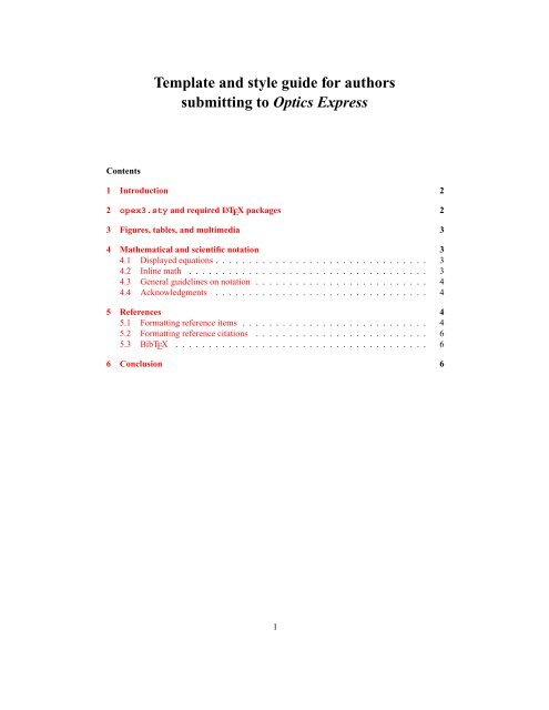 Template and style guide for authors submitting to Optics Express