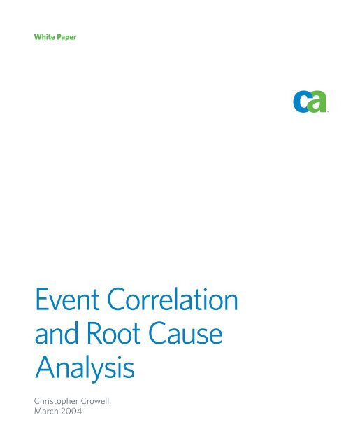 Event Correlation and Root Cause Analysis