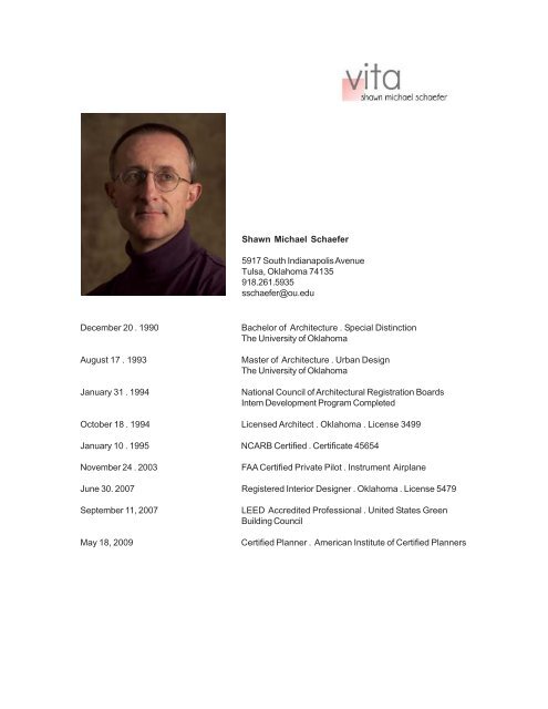 Shawn Michael Schaefer - Tulsa Graduate College - University of ...