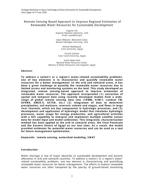 Remote Sensing Applications to Groundwater - Association of ...