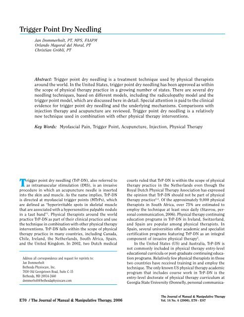 Trigger Point Dry Needling - The Dry Needling Institute