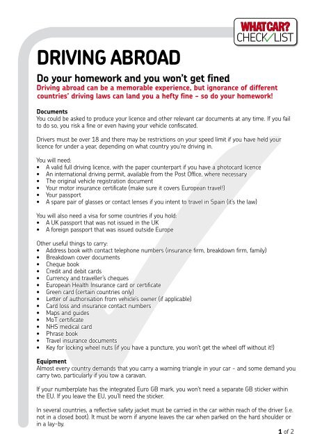 Driving AbroAD - What Car?