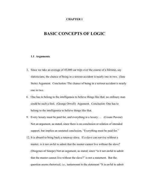 BASIC CONCEPTS OF LOGIC - Daniel Bonevac