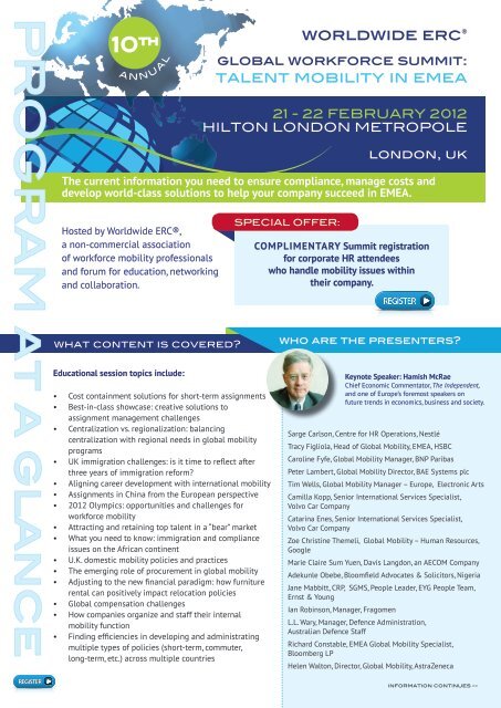 Talent Mobility In Emea - Worldwide ERC