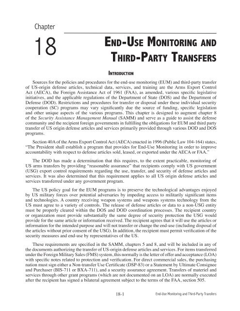 End-Use Monitoring and Third-Party Transfers - DISAM - Defense ...