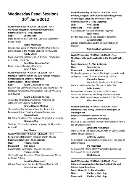 Panel programme - the British International Studies Association