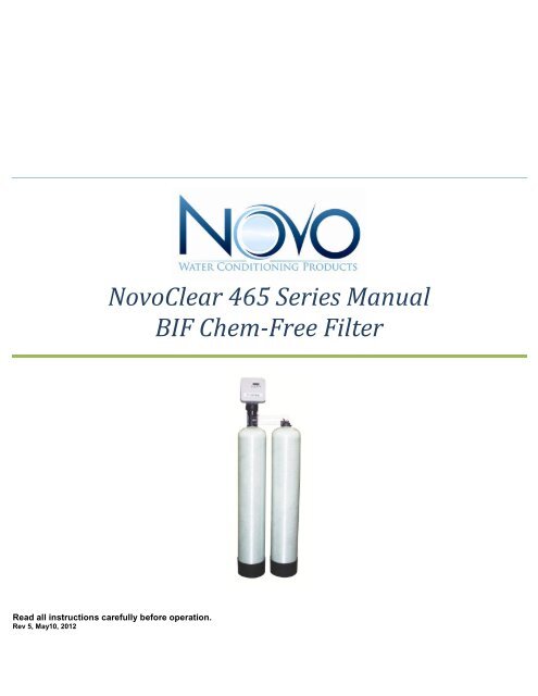 NovoClear 465 Series Manual BIF Chem-Free Filter - Novo Water ...