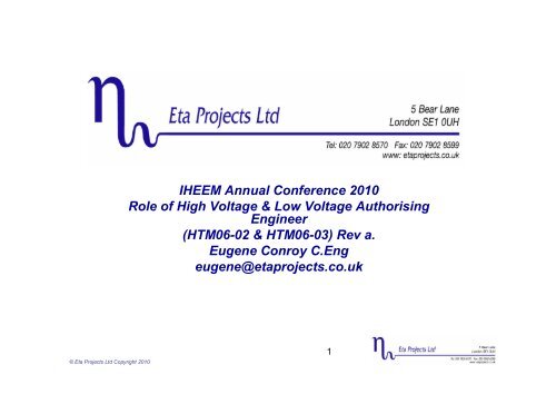 Authorising Engineer - Eta Projects