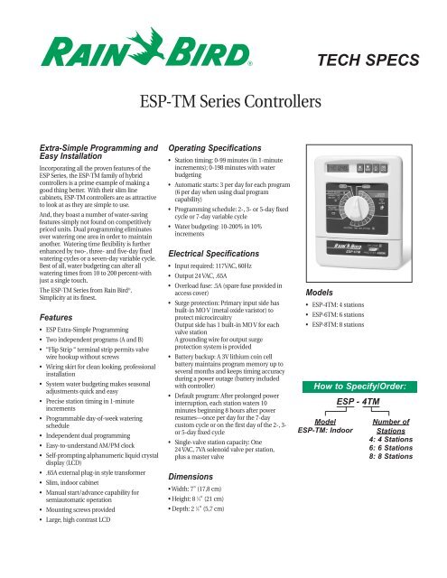 ESP-TM Series Controllers - Rain Bird