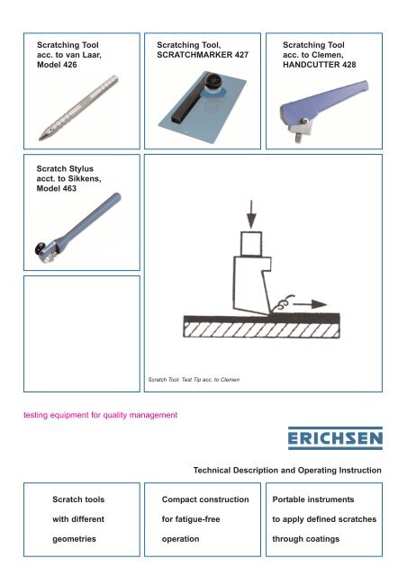 Testing Equipment For Quality Management Scratching Tool Labex