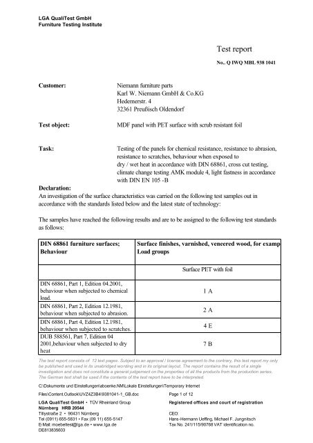 Test report - Mercury Wood