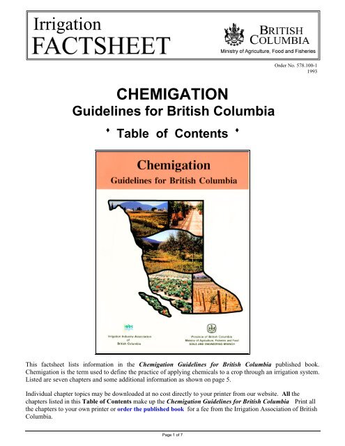 Chemigation Guidelines for British Columbia - Ministry of Agriculture ...