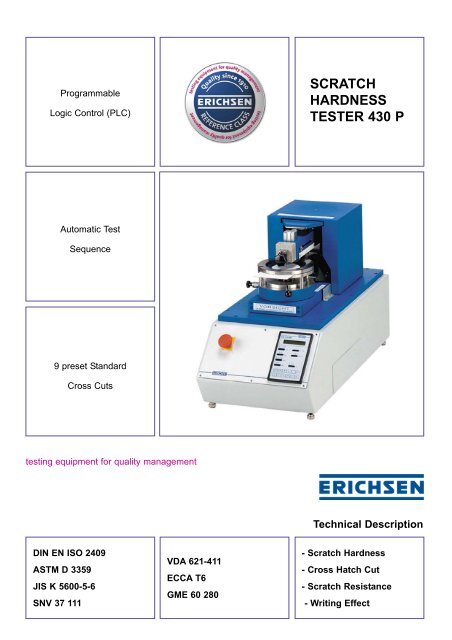 SCRATCH HARDNESS TESTER 430 P - Somet