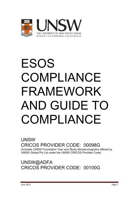 esos compliance framework and guide to compliance - University of ...