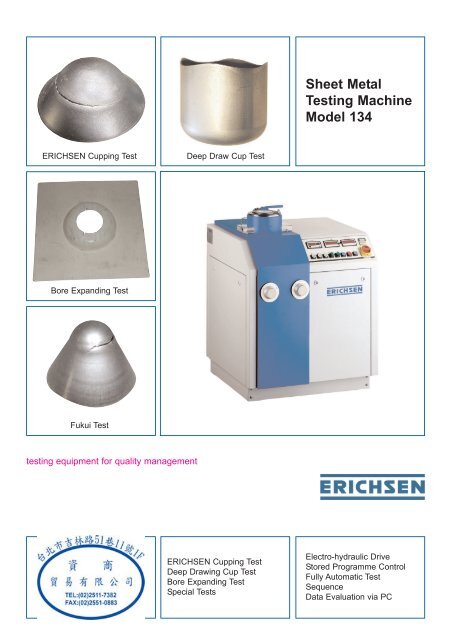 Sheet Metal Testing Machine Model 134