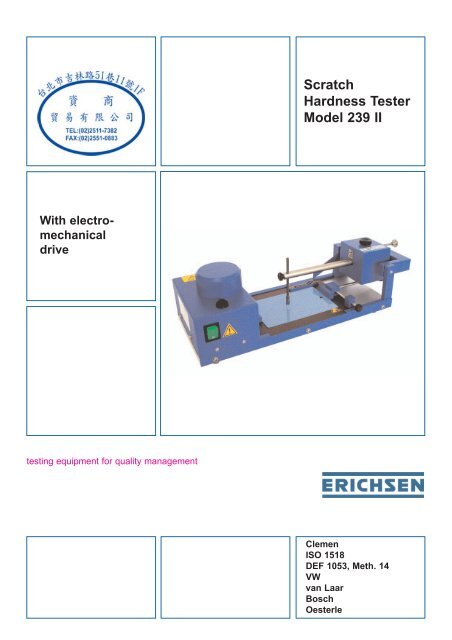 Scratch Hardness Tester Model 239 II