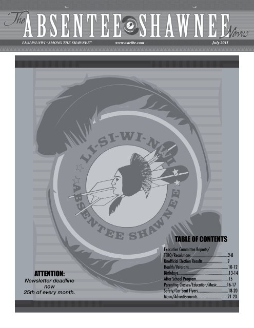 attention: table of contents - Absentee Shawnee Tribe Of Oklahoma