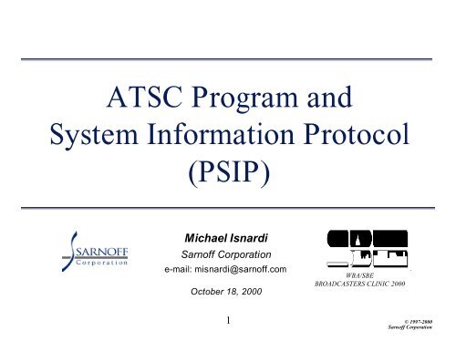 ATSC Program and System Information Protocol ... - DTV Innovations
