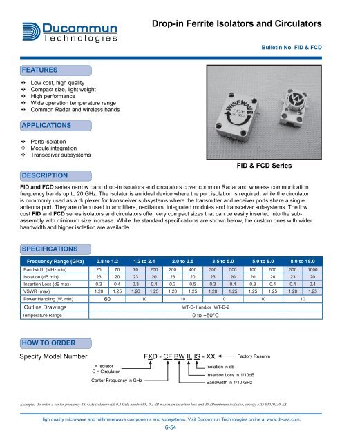 Drop-in Ferrite Isolators and Circulators