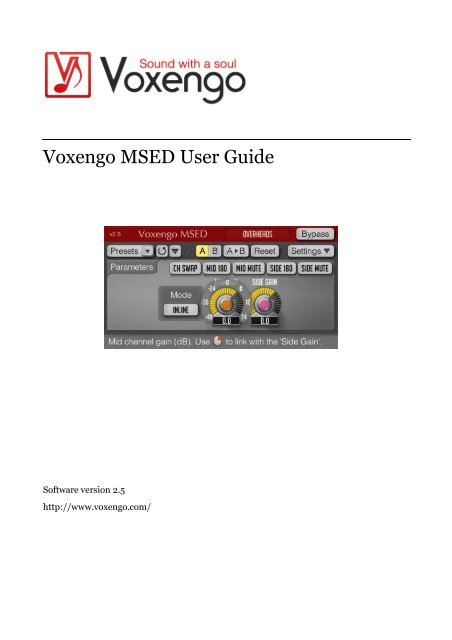 Voxengo MSED User Guide