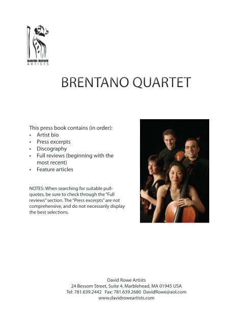 press kit - David Rowe Artists