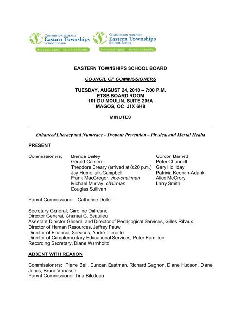 2010-08-24 - Eastern Townships School Board