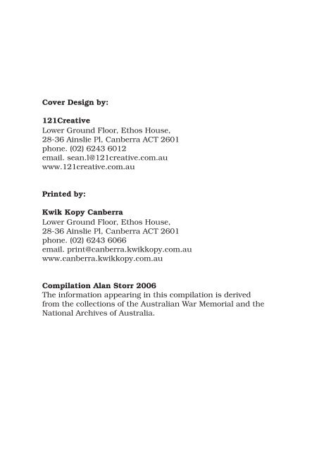 Cover Design - Australian War Memorial