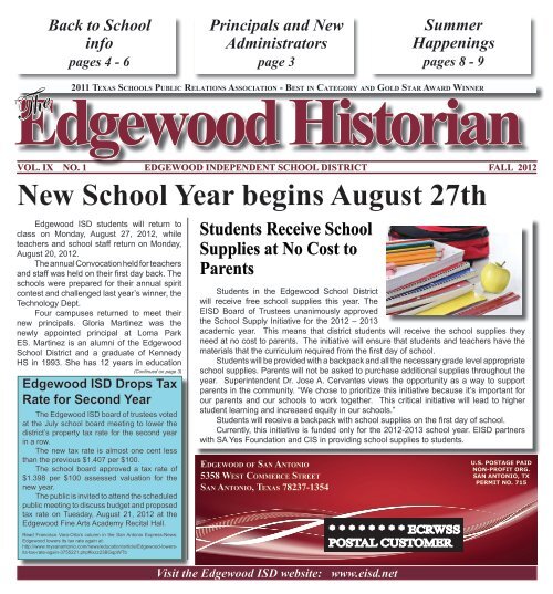 No. 1 Fall 2012 - Edgewood Independent School District