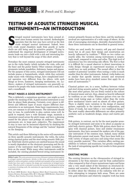 testing of acoustic stringed musical instruments—an introduction