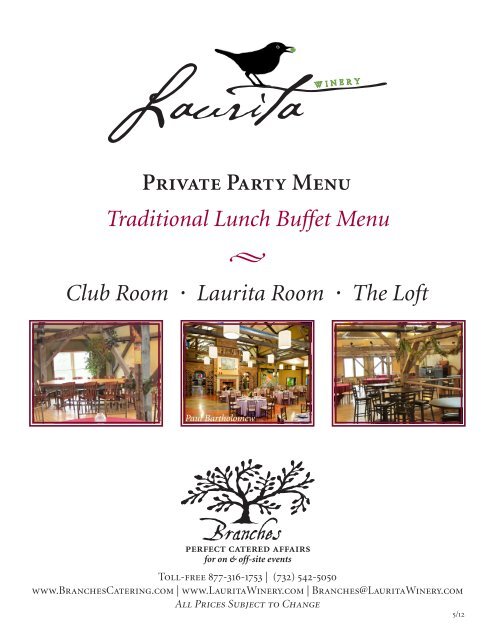 Traditional Lunch Buffet Menu Club Room · Laurita ... - Laurita Winery