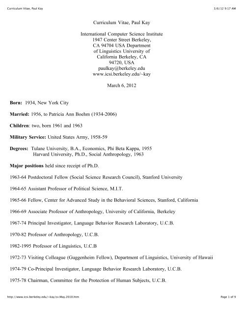 Curriculum Vitae for P.K.(PDF) - International Computer Science ...