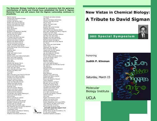 Event Program - Molecular Biology Institute - UCLA