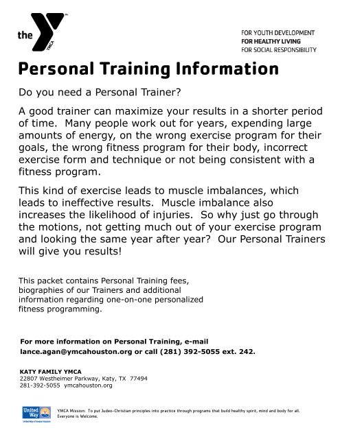 Personal Training Bios IV - YMCA of Greater Houston