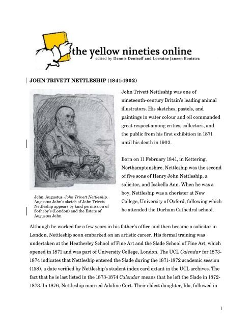 1 JOHN TRIVETT NETTLESHIP - The Yellow Nineties Online