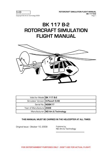bk 117 b-2 rotorcraft simulation flight manual - ND Art & Technology's