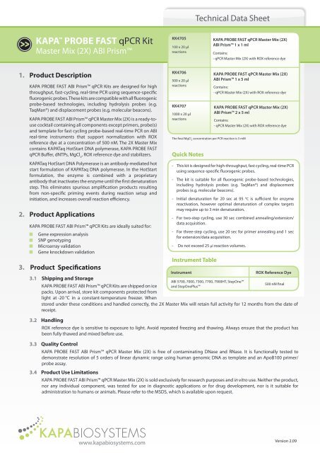 KAPA™ PROBE FAST qPCR Kit - Sopachem
