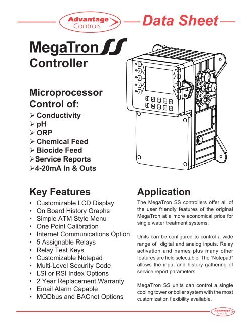 MegaTron SS (Controllers) Data Sheet - Advantage Controls
