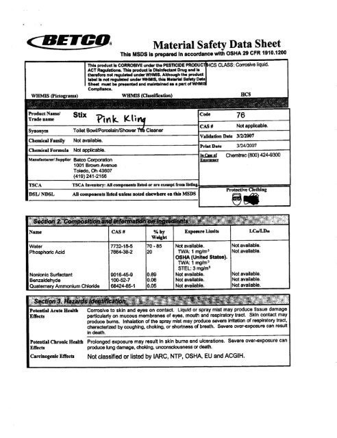 (35 Material Safety Data Sheet - Newell Paper Company