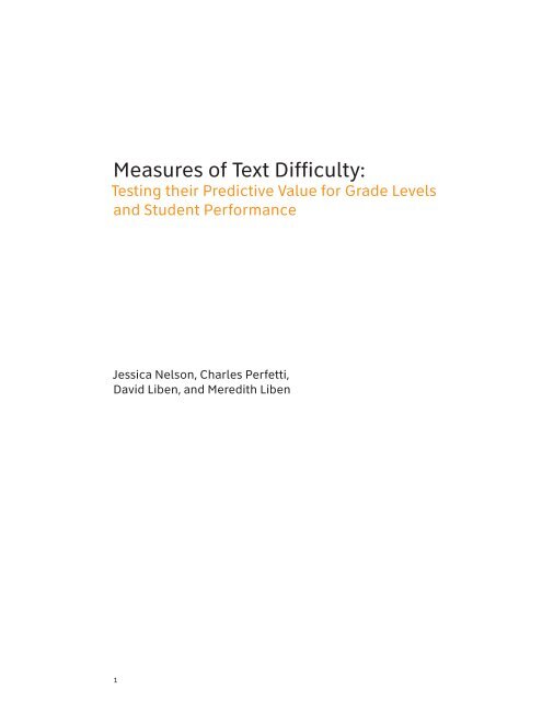 Measures of Text Difficulty: